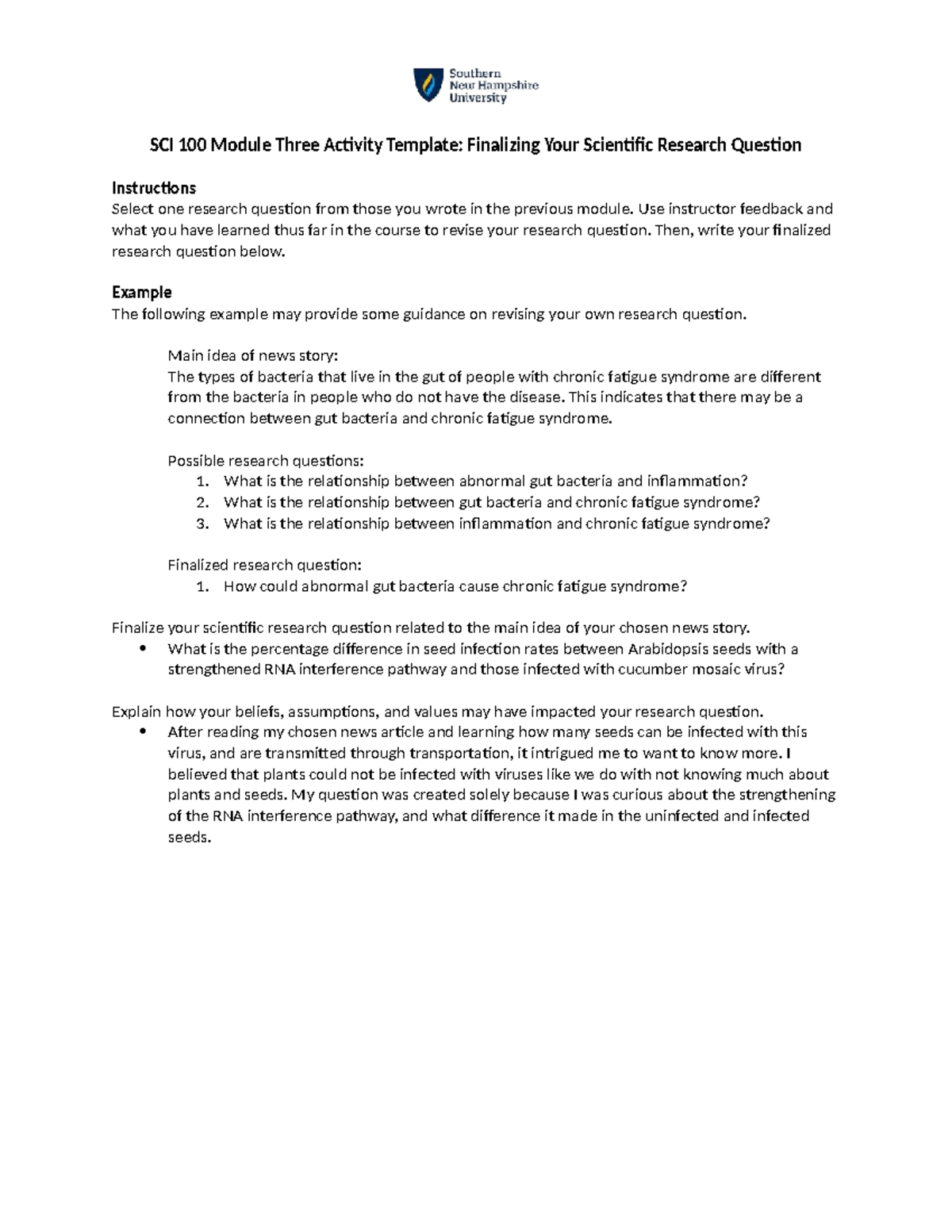 Module Three Activity - Use instructor feedback and what you have ...