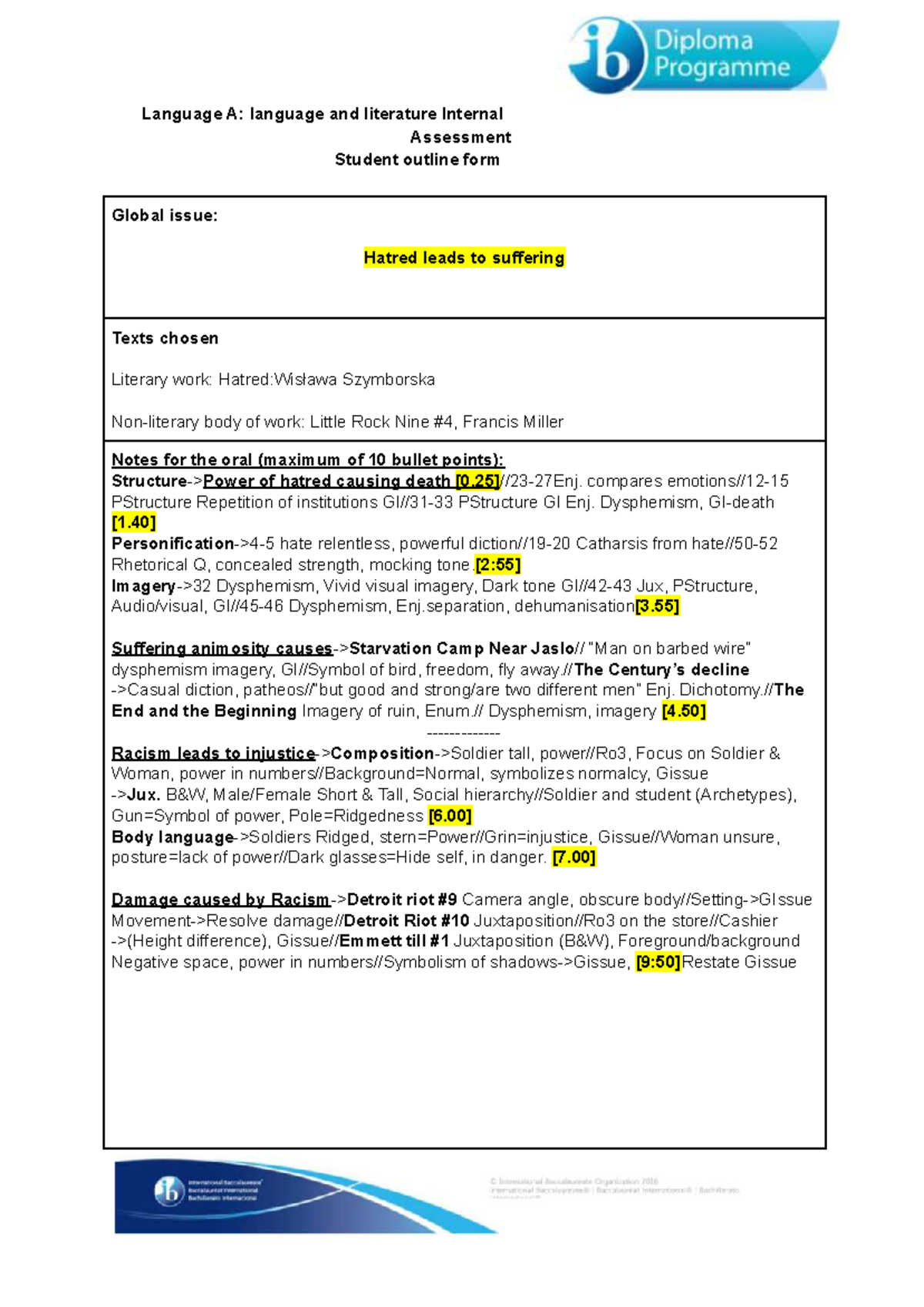 IO Outline-used in practice IO - Language A: language and literature ...