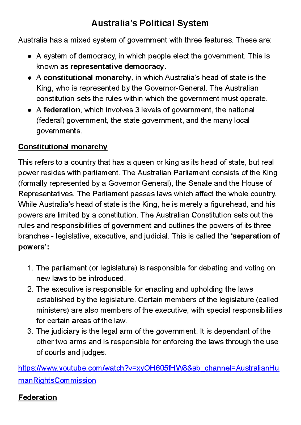 Australia's Political System: Democracy, Monarchy, and Federation ...