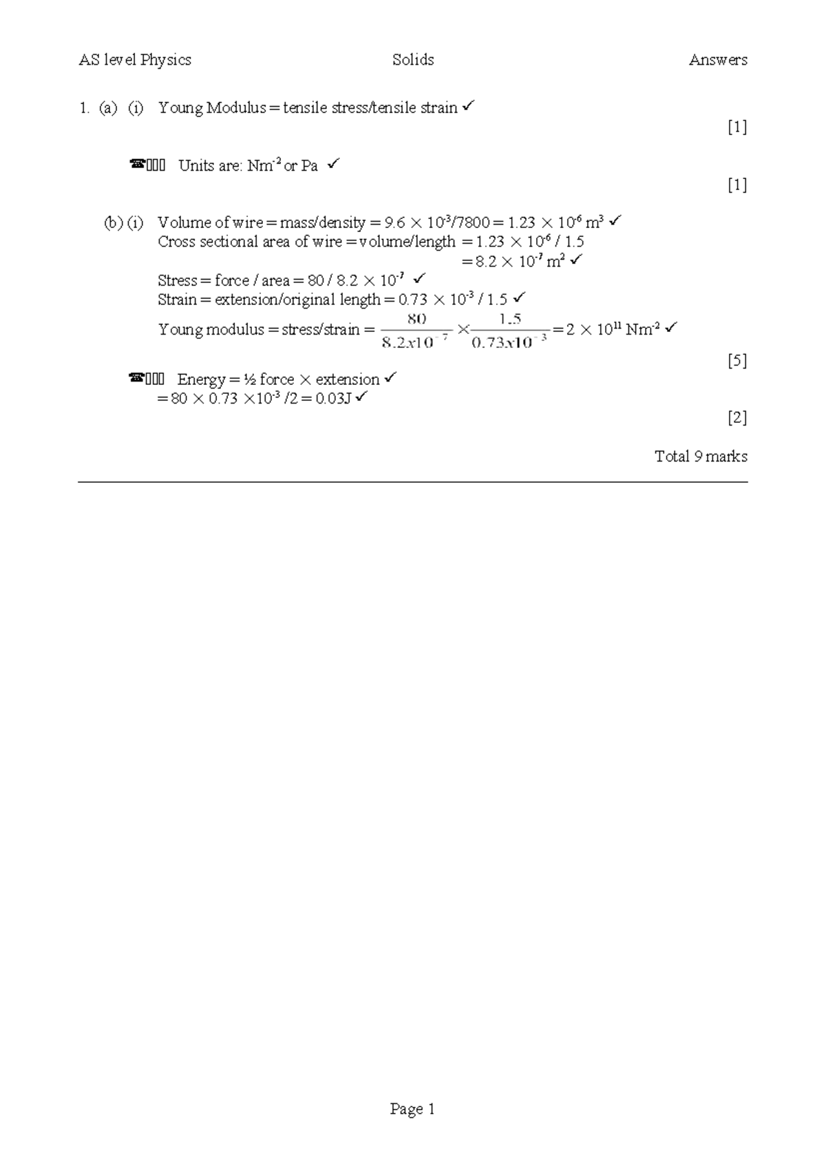 AS Level Physics: Solids Answers and Explanations - Studocu