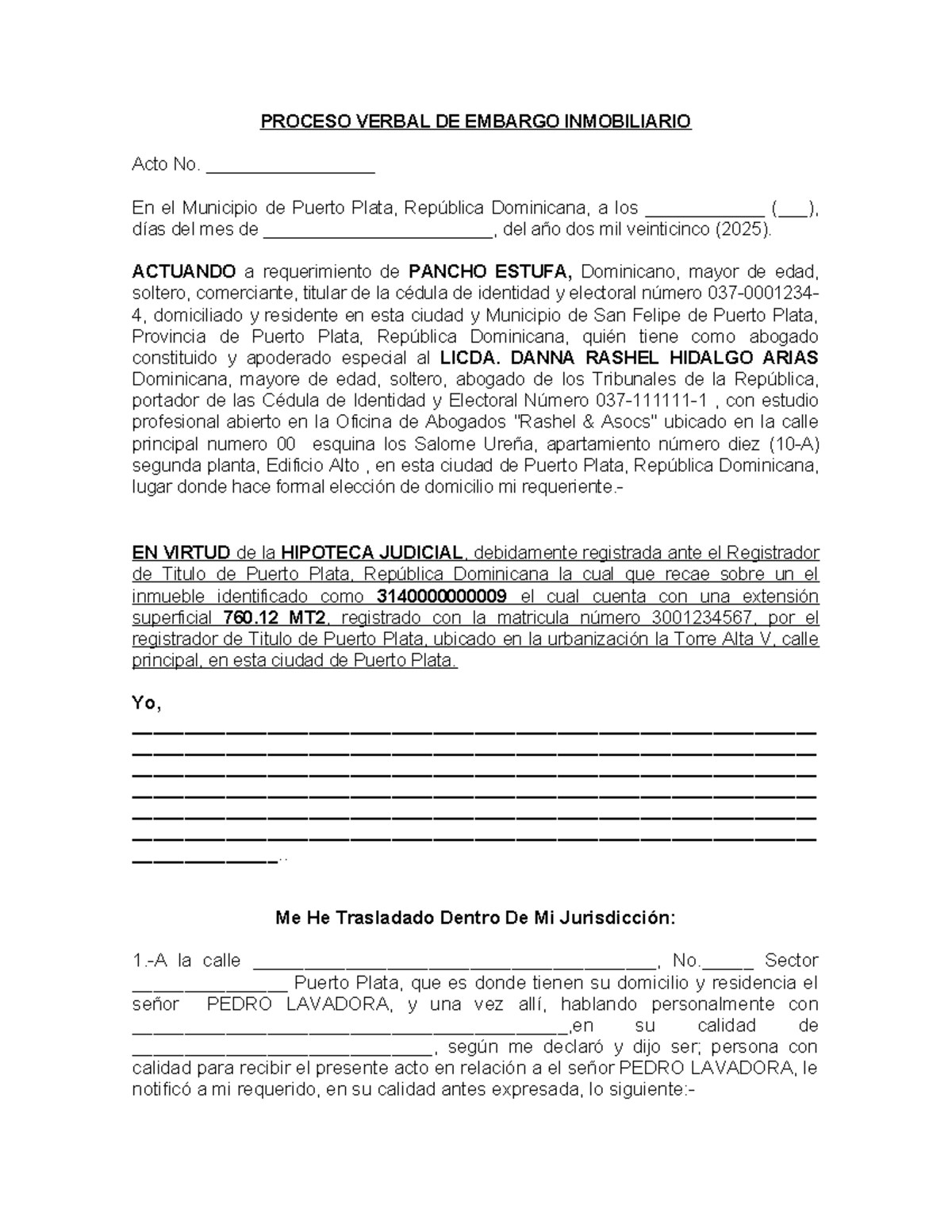 Proceso Verbal de Embargo Inmobiliario - Acto No. 3, 2025 - Studocu
