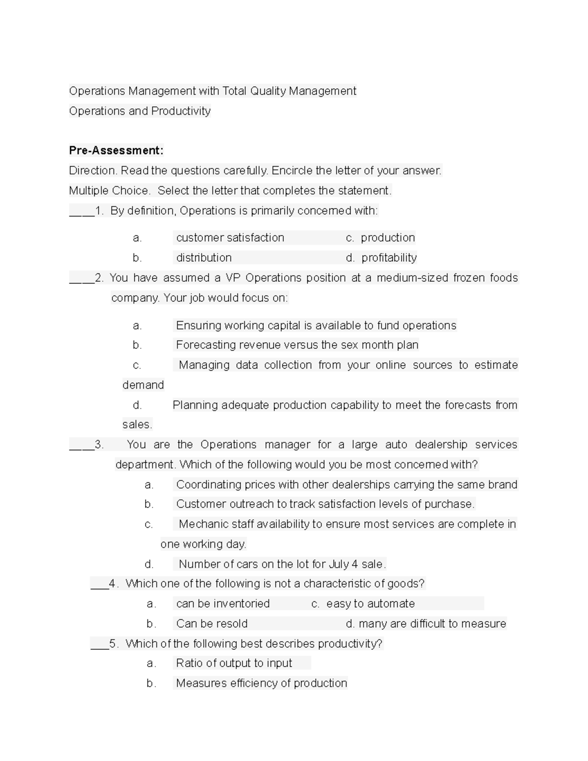 OP Module 1 - Operations Management - Operations Management with Total ...