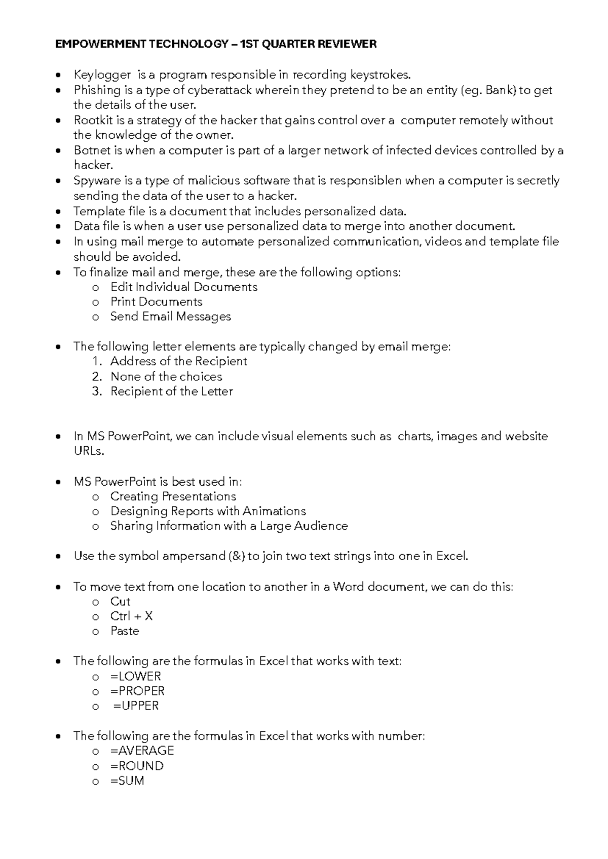 Empowerment Technology Reviewer 1ST Quarter - EMPOWERMENT TECHNOLOGY ...