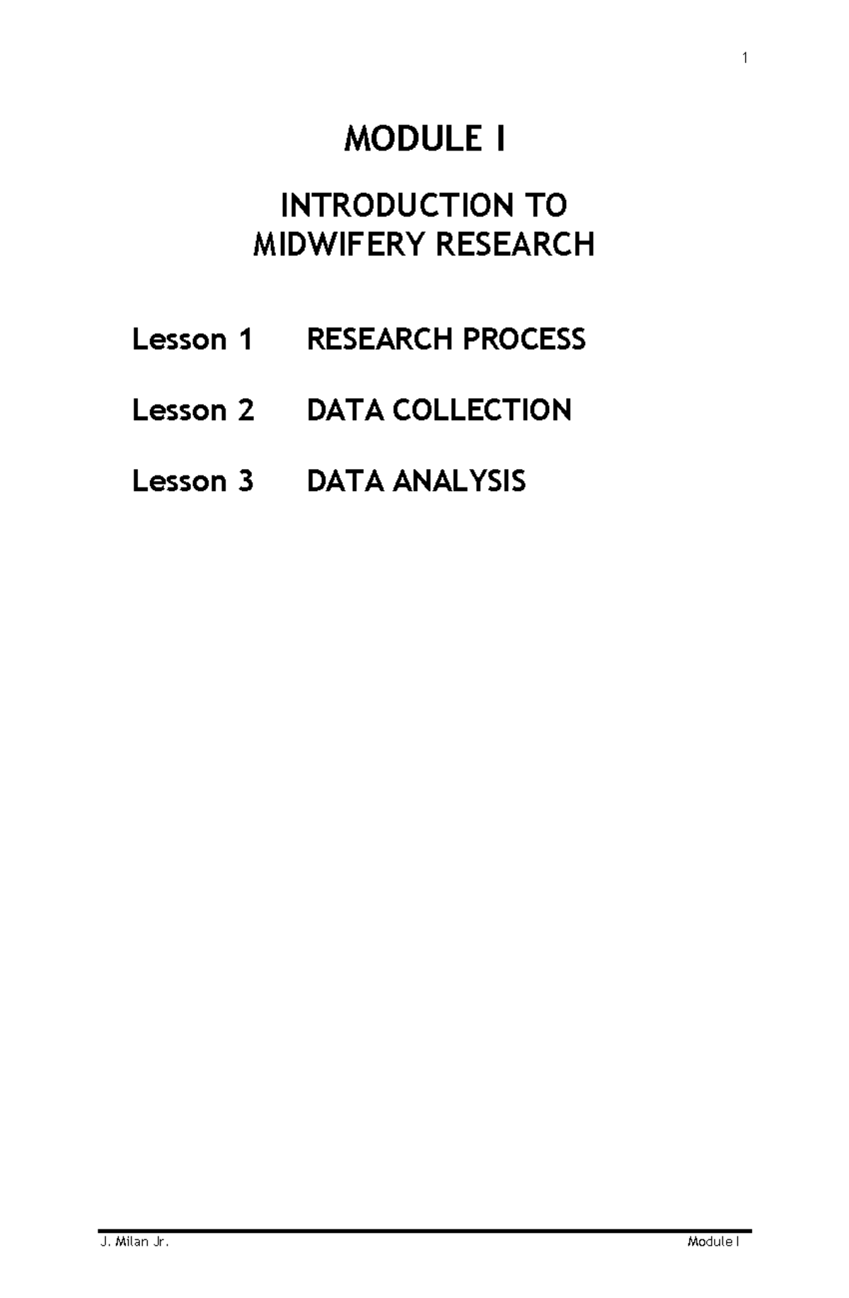 Module 1 - Midwifery Research Process and Data Analysis Techniques ...