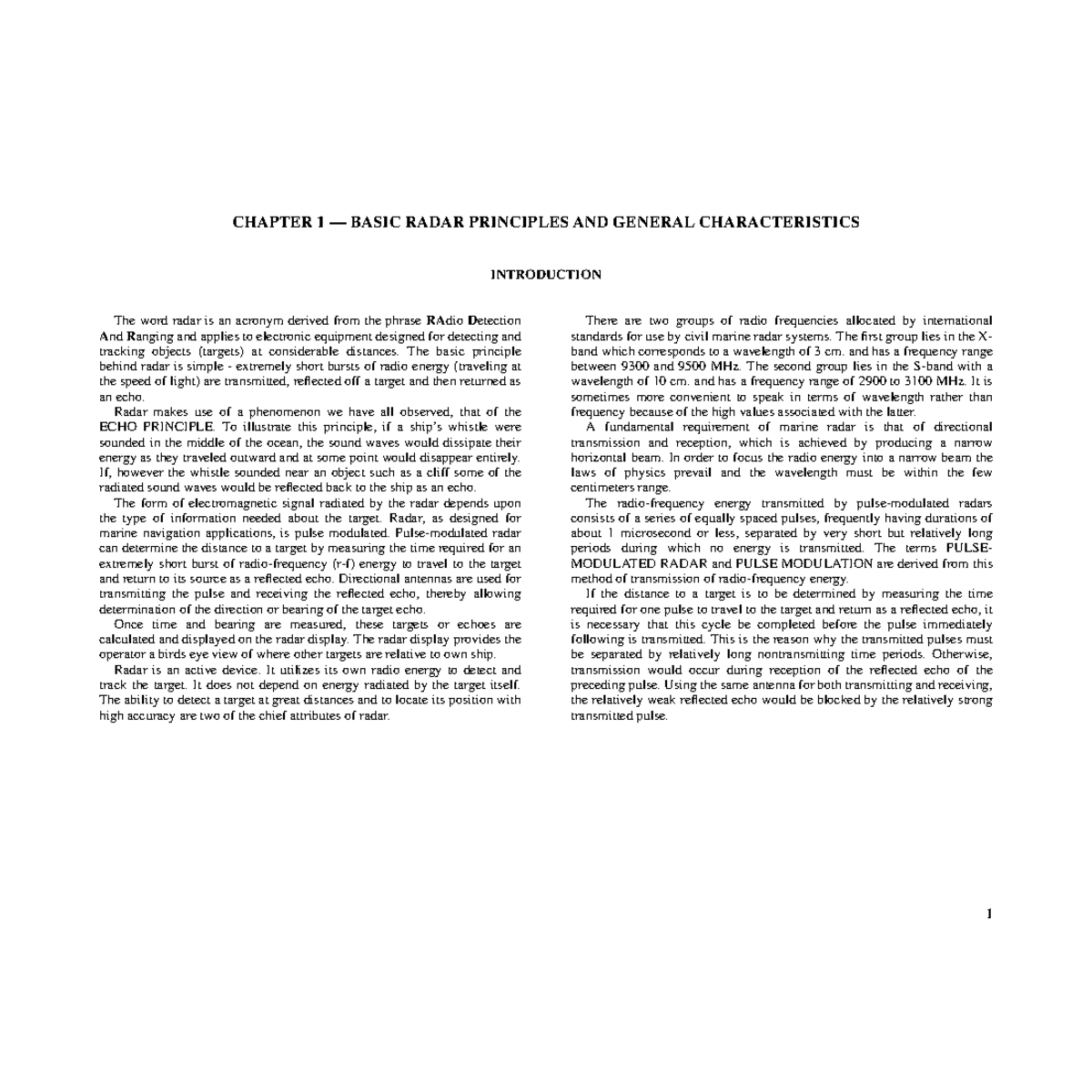 CHAPTER 1: BASIC RADAR PRINCIPLES & GENERAL CHARACTERISTICS - Studocu