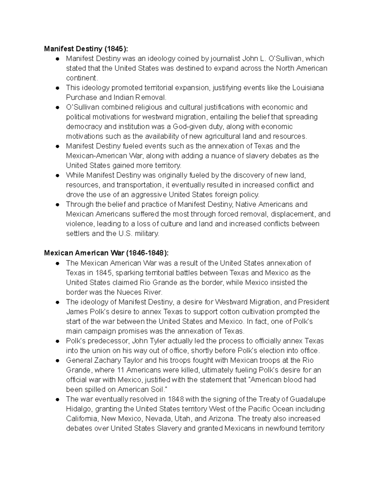 Manifest Destiny and Its Impact on U.S. Expansion (HIST 101) - Studocu
