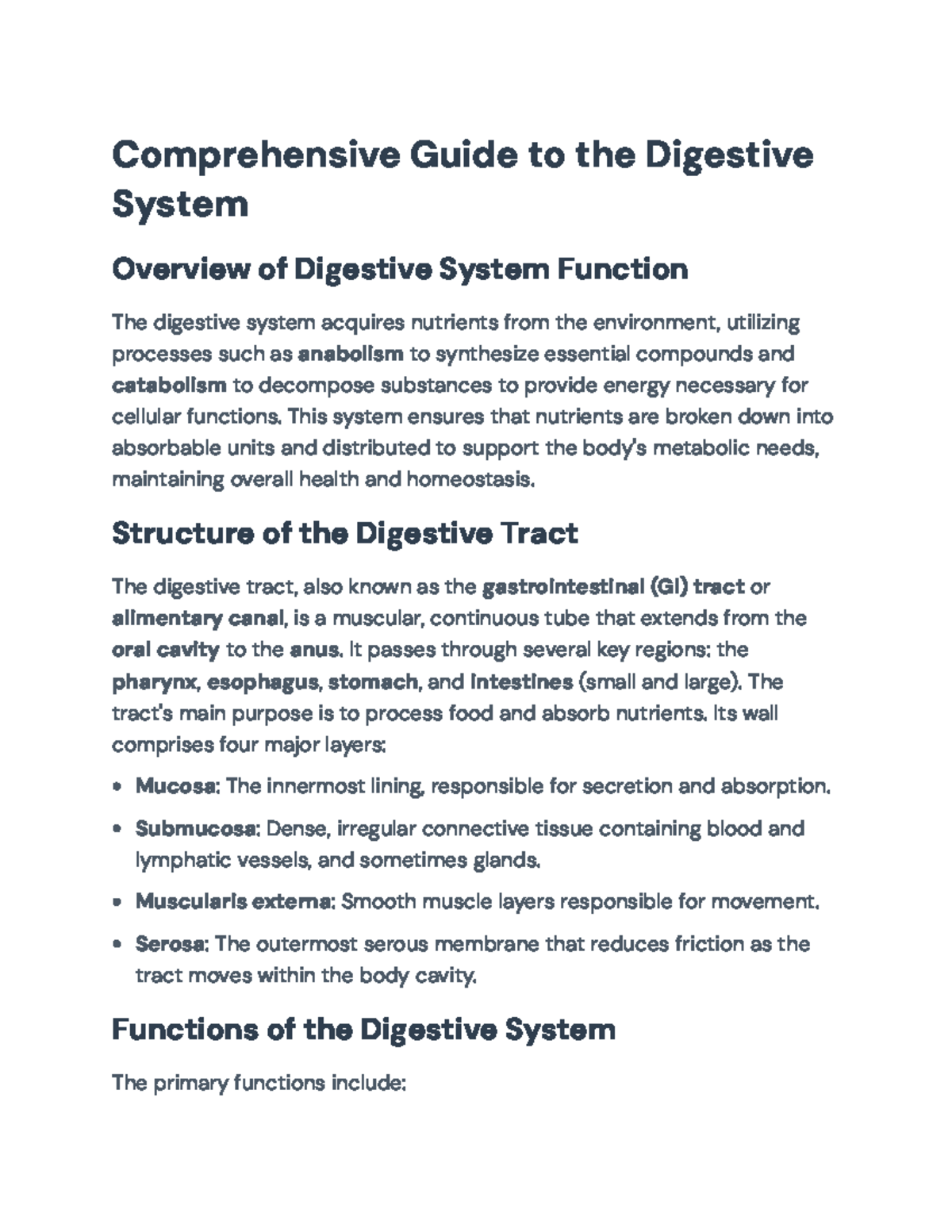 Comprehensive Overview of the Digestive System Functions and Anatomy ...