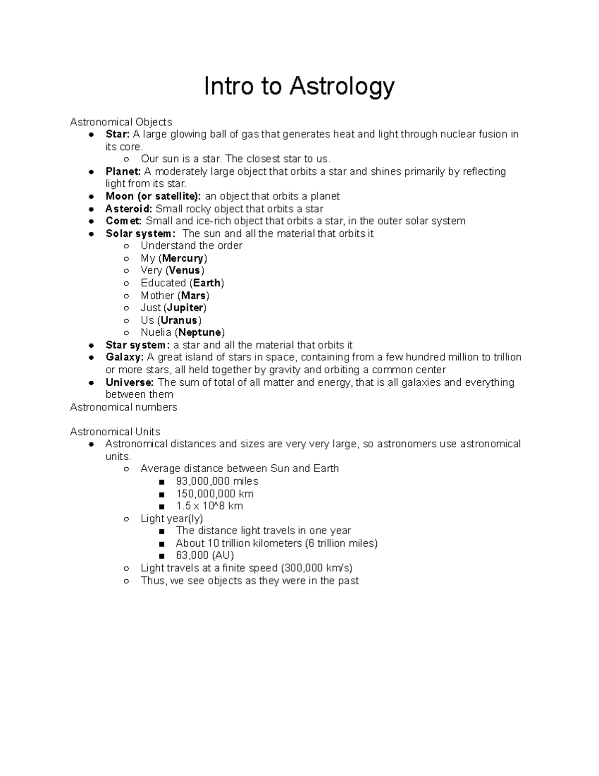 Astro 101 - Midterm 1 Study Guide: Key Concepts in Astronomy - Studocu