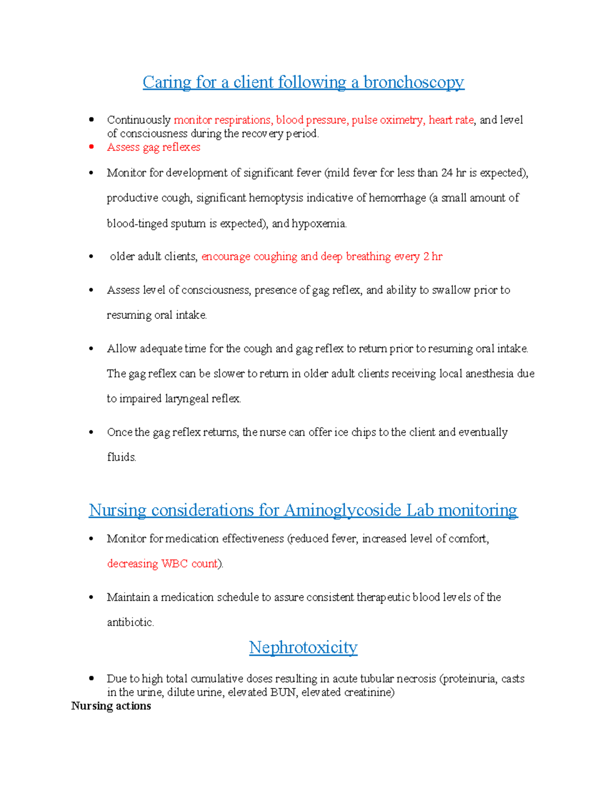 Nursing Considerations & Medications Post-Bronchoscopy: Capstone Notes ...
