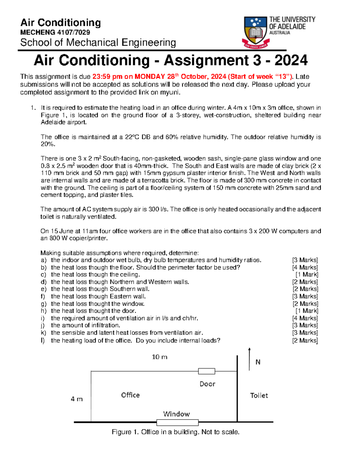 MECHENG 4107 - Air Conditioning Assignment 3 - Due 28 Oct 2024 - Studocu