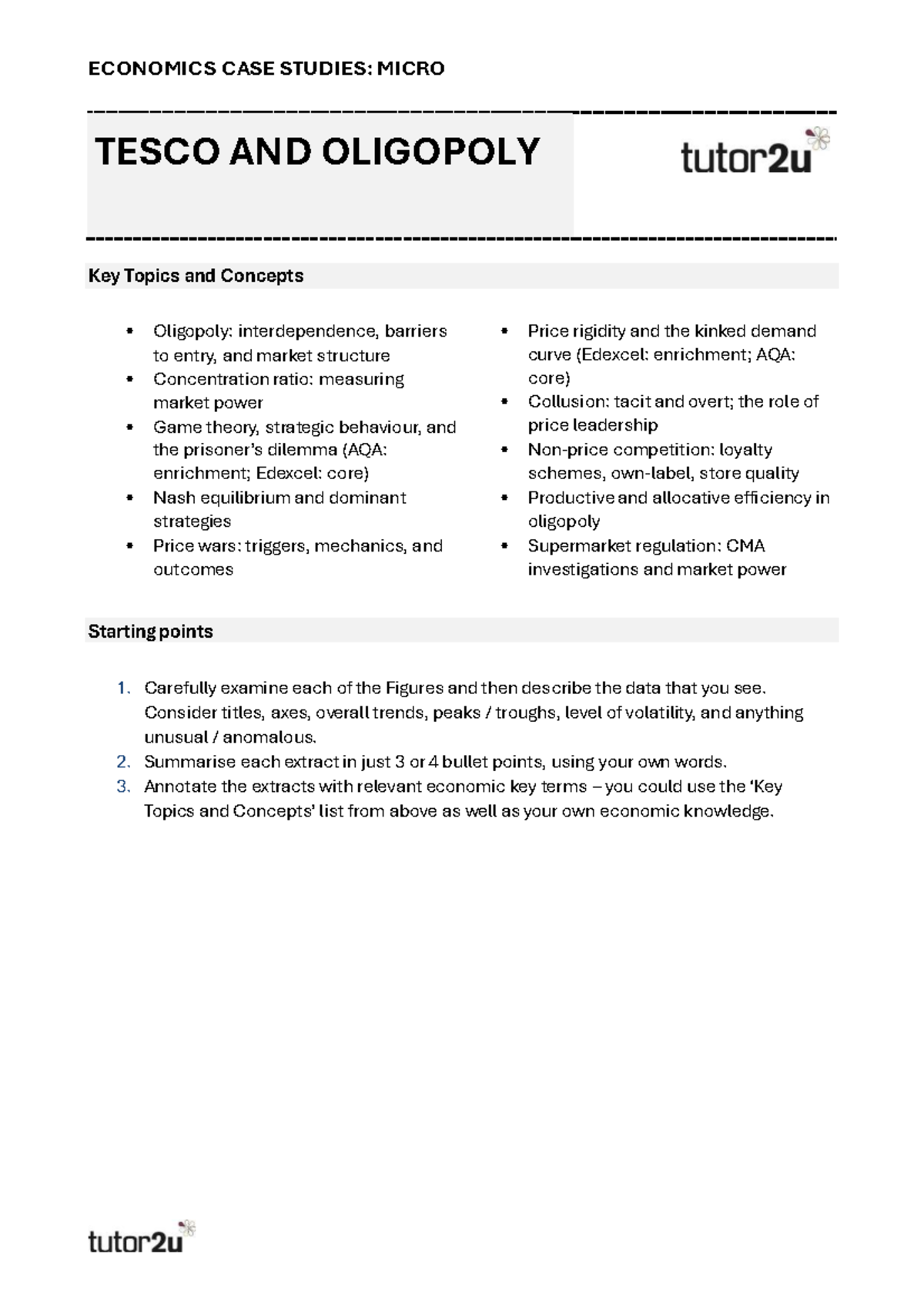 ECONOMICS CASE STUDY: MICRO TESCO AND OLIGOPOLY ANALYSIS - Studocu