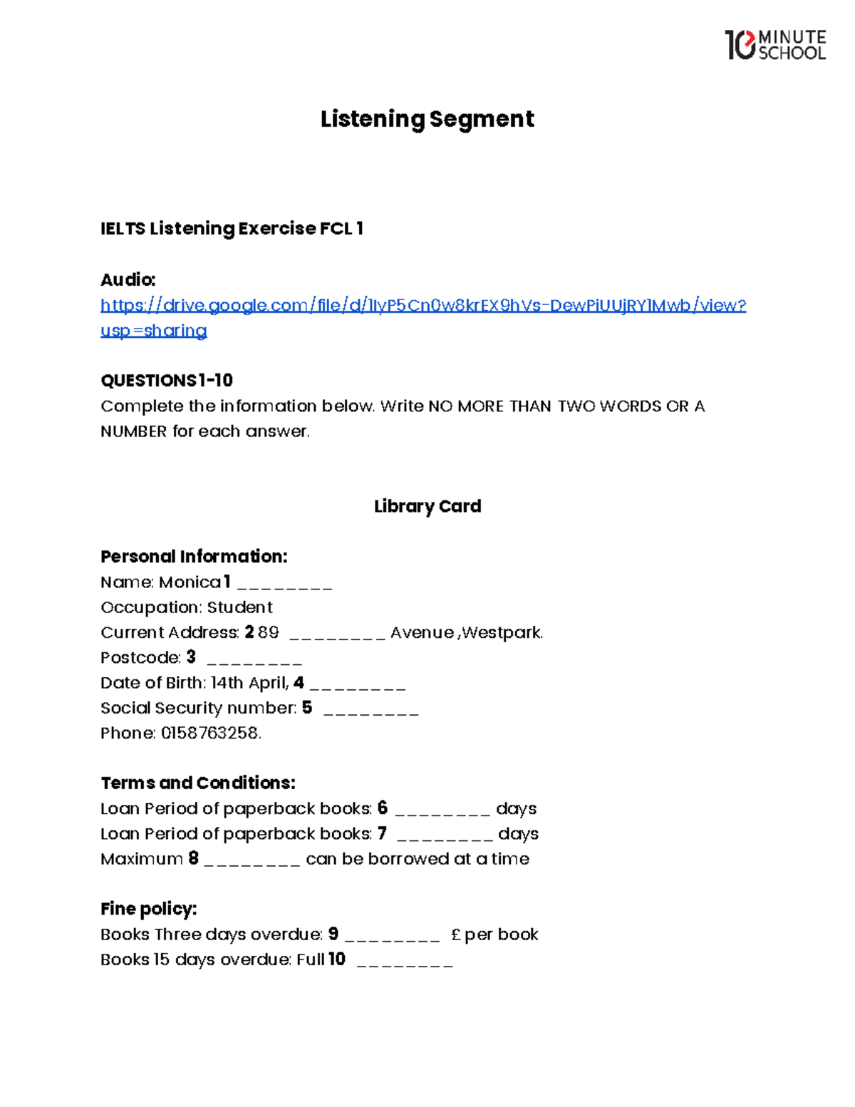 IELTS Mock Test Listening & Reading Practice Materials - Studocu