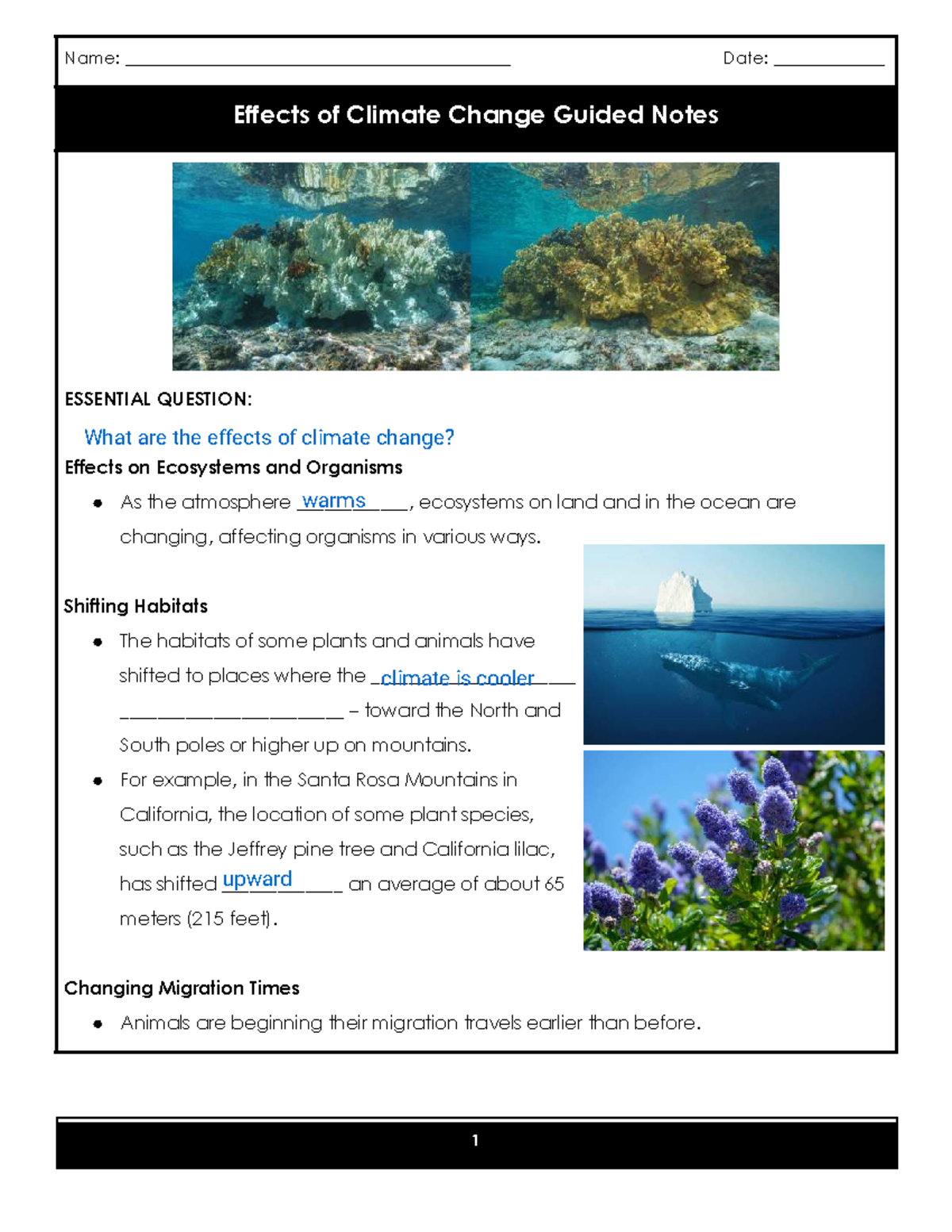 Effects of Climate Change Guided Notes - ESS 101 - Studocu