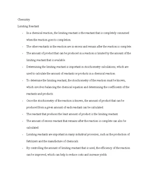 Limiting Reactants - Study Notes & Assignments - Studocu