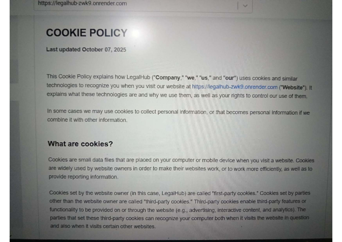COOKIE POLICY - LegalHub Overview and User Rights - Studocu