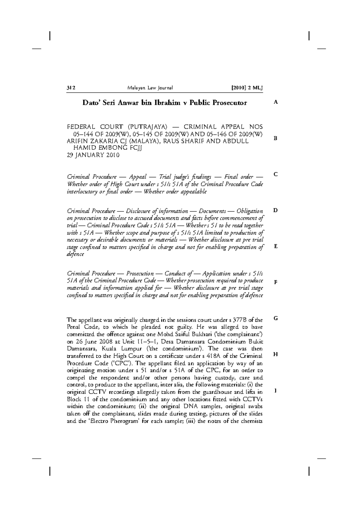 Dato' Seri Anwar bin Ibrahim v Public Prosecutor: Appeal on Disclosure ...