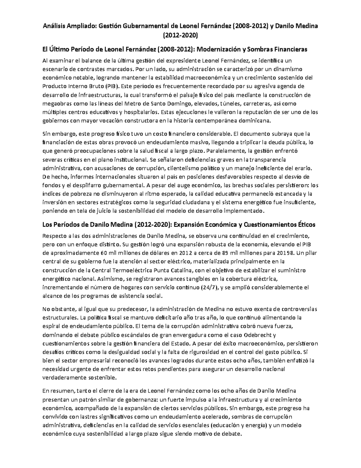 Análisis de la Gestión Gubernamental: Leonel Fernández y Danilo Medina ...