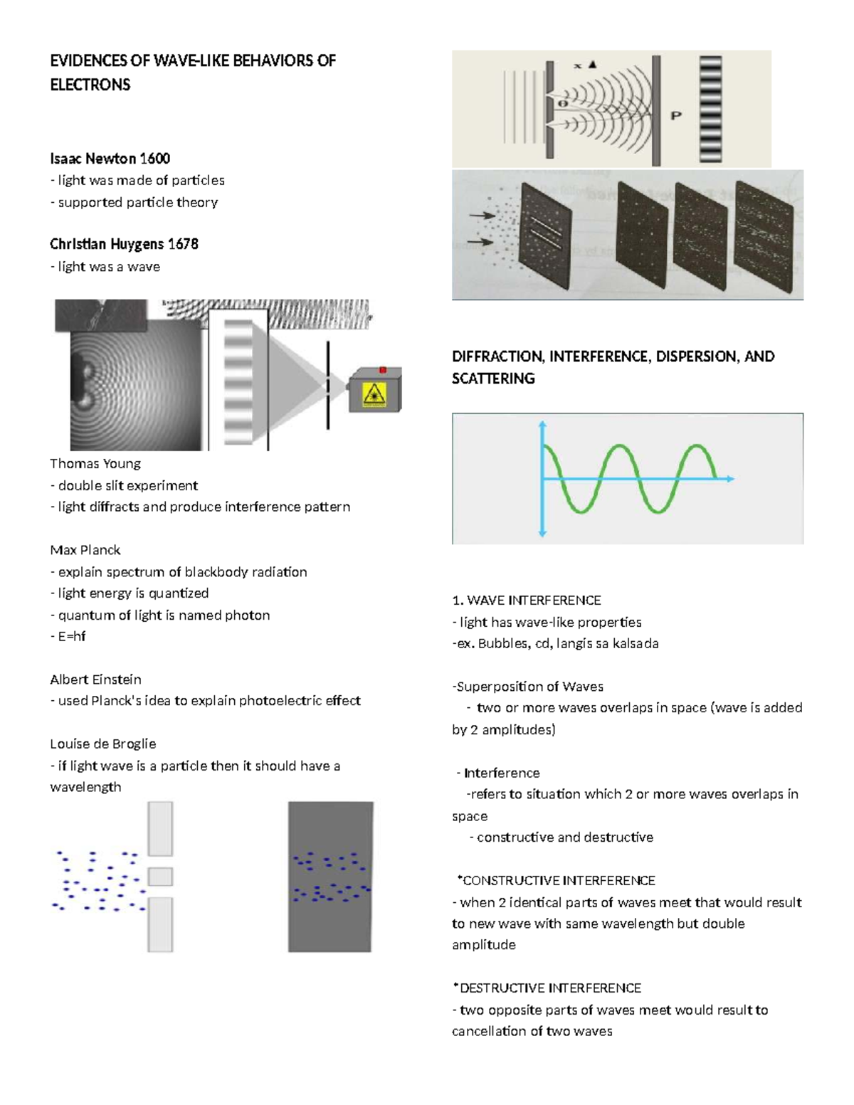 Physics Reviewer: Wave Behavior of Light and Quantum Theory - Studocu