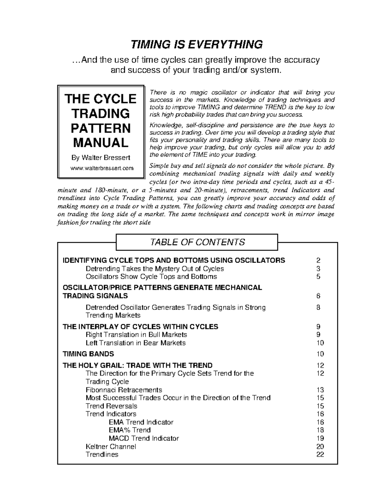 THE Cycle Trading Pattern Manual - TIMING IS EVERYTHING .. the use of ...