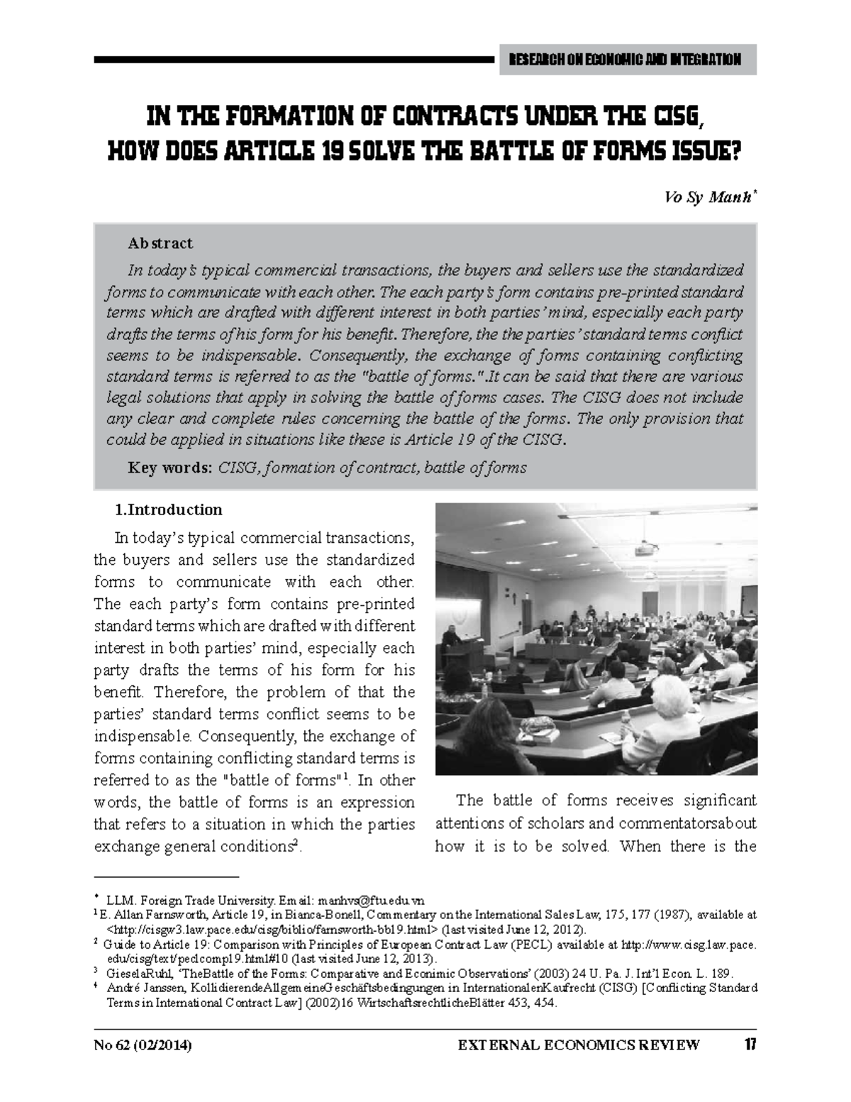 CISG 2-97-219: Analyzing the Battle of Forms in International Contracts ...