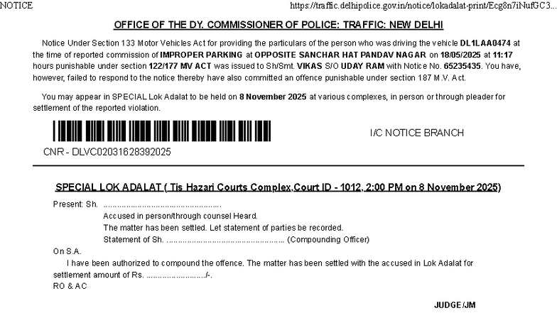 Notice of Traffic Violation Settlement - DLVC02031628392025 - Studocu