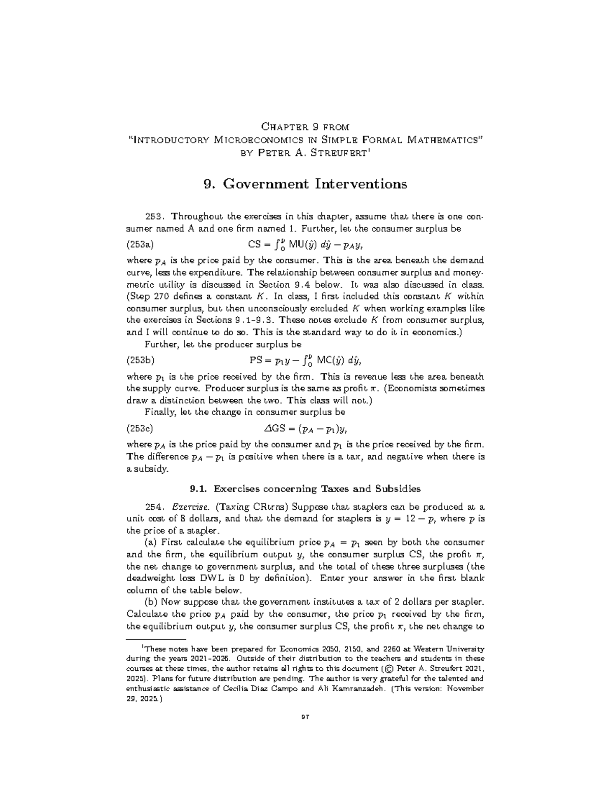 Chapter 9 - Government Interventions in Microeconomics (Econ 2050, 2150 ...