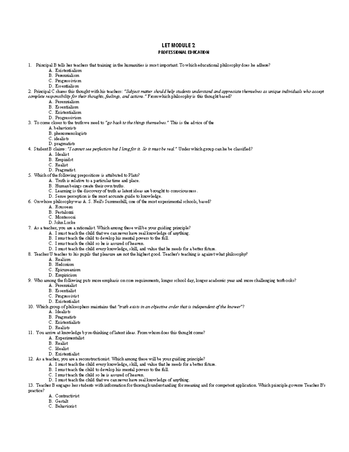 LET Module 2 - General Education Study Notes - Studocu