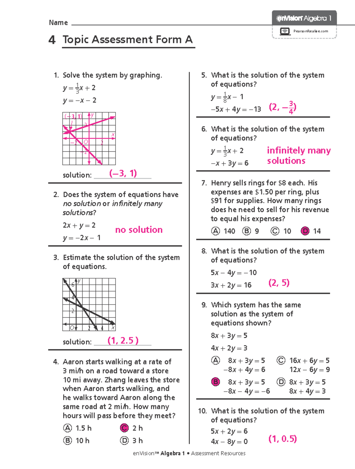Topic 4 Assessment A Answers - Name PearsonRealize 4 Topic Assessment ...