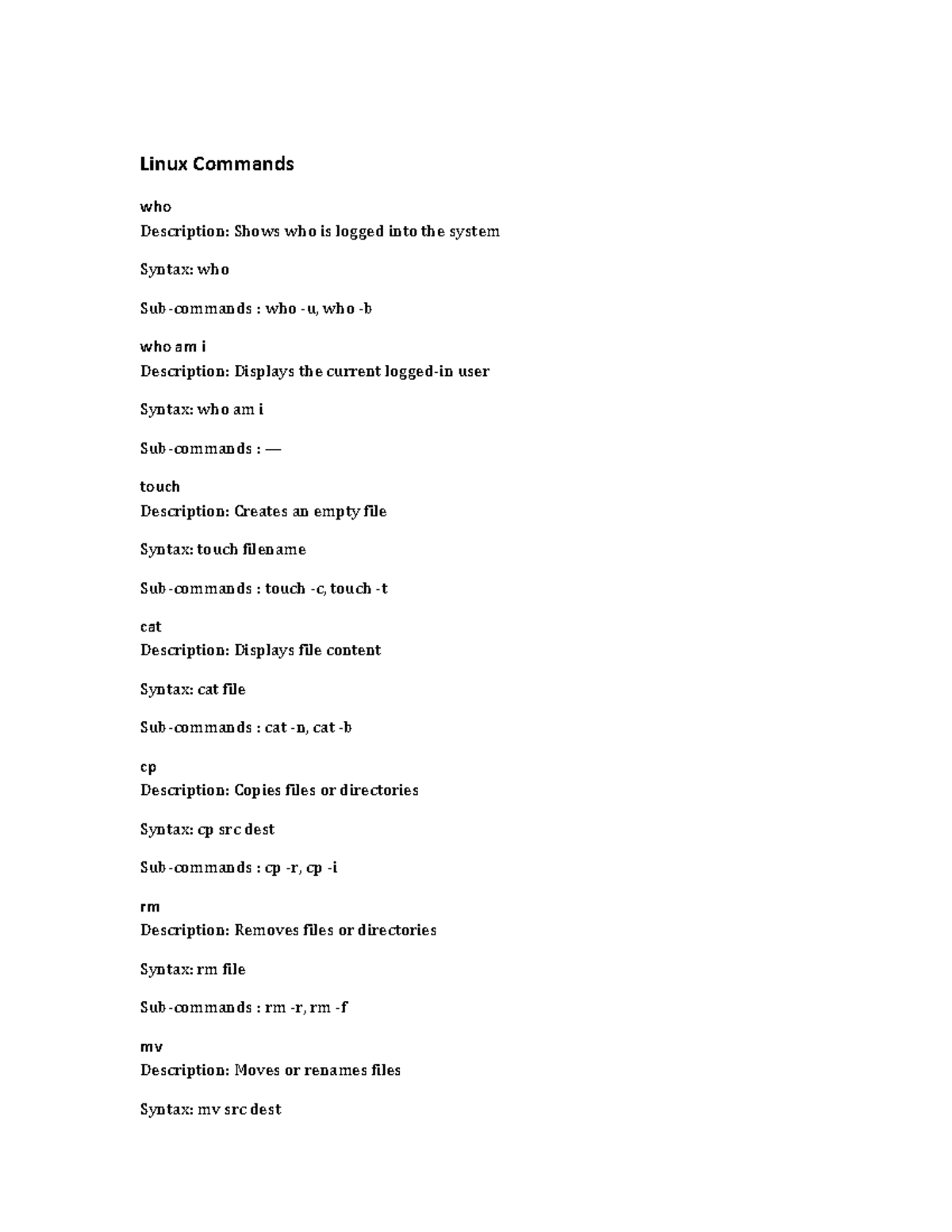 Linux Commands Overview: Practical Guide for System Users - Studocu