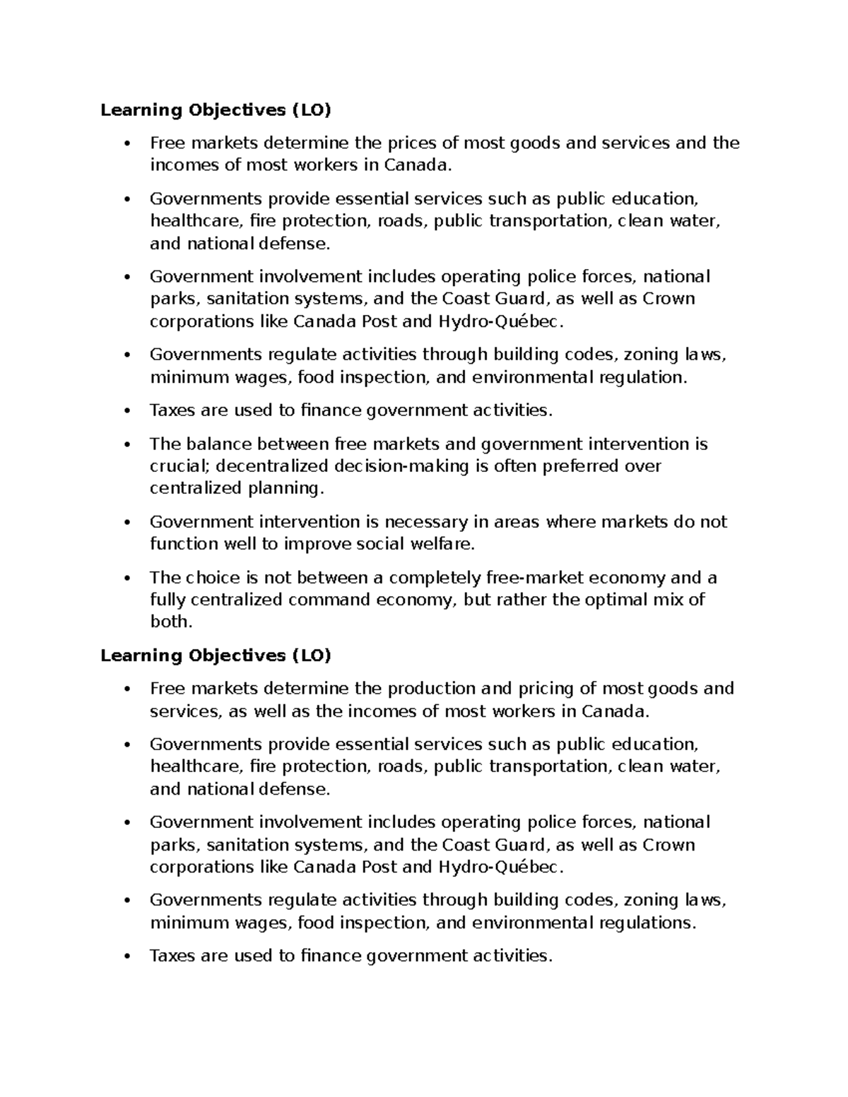 Learning Objectives 11 - Governments provide essential services such as ...