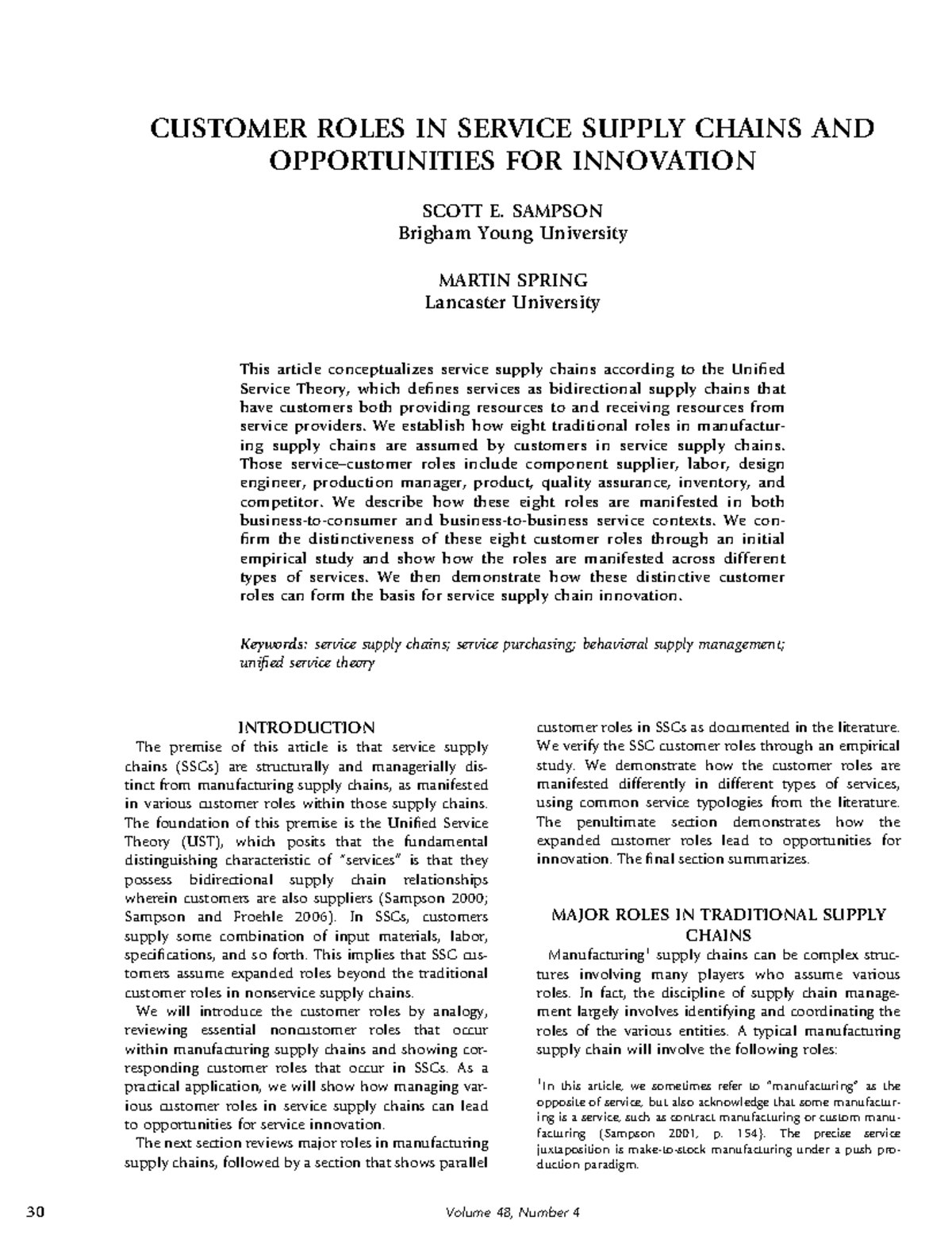 Customer Roles in Service Supply Chains: Insights for Innovation (SCM ...