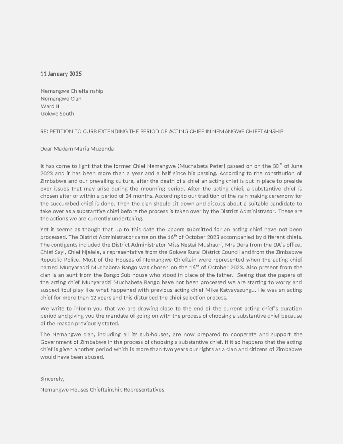 Nemangwe Chieftainship. - 11 January 2025 Nemangwe Chieftainship ...