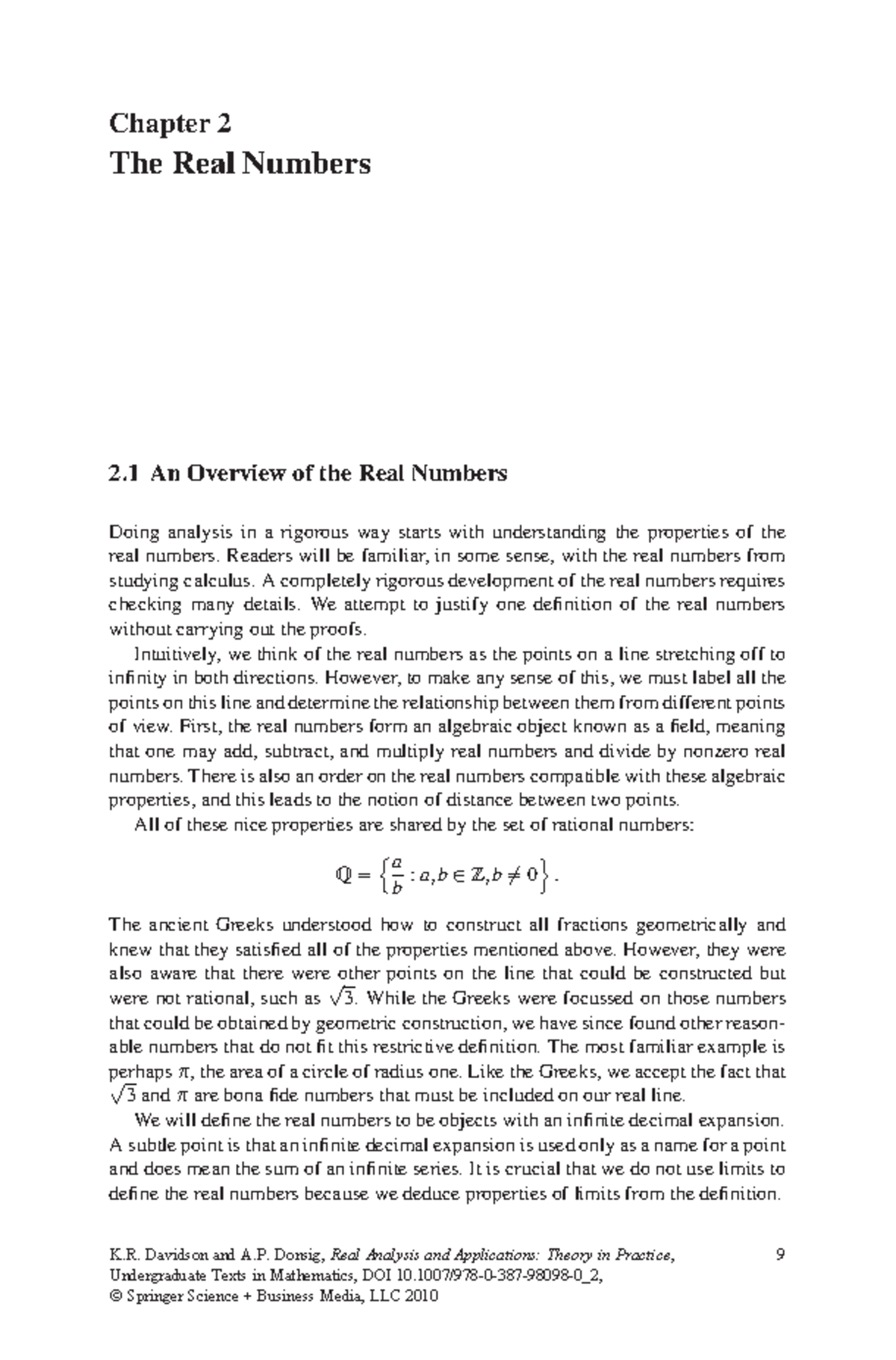 Chapter 2: The Real Numbers and Their Properties in Analysis - Studocu