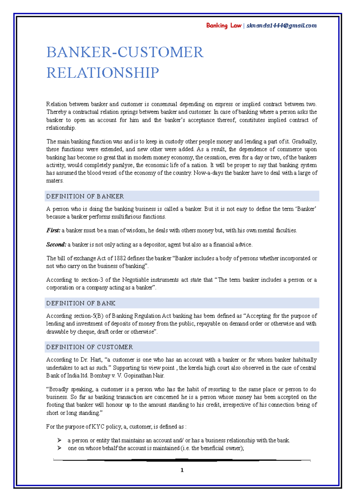 Banker-Customer Relationship - BANKER-CUSTOMER RELATIONSHIP Relation ...