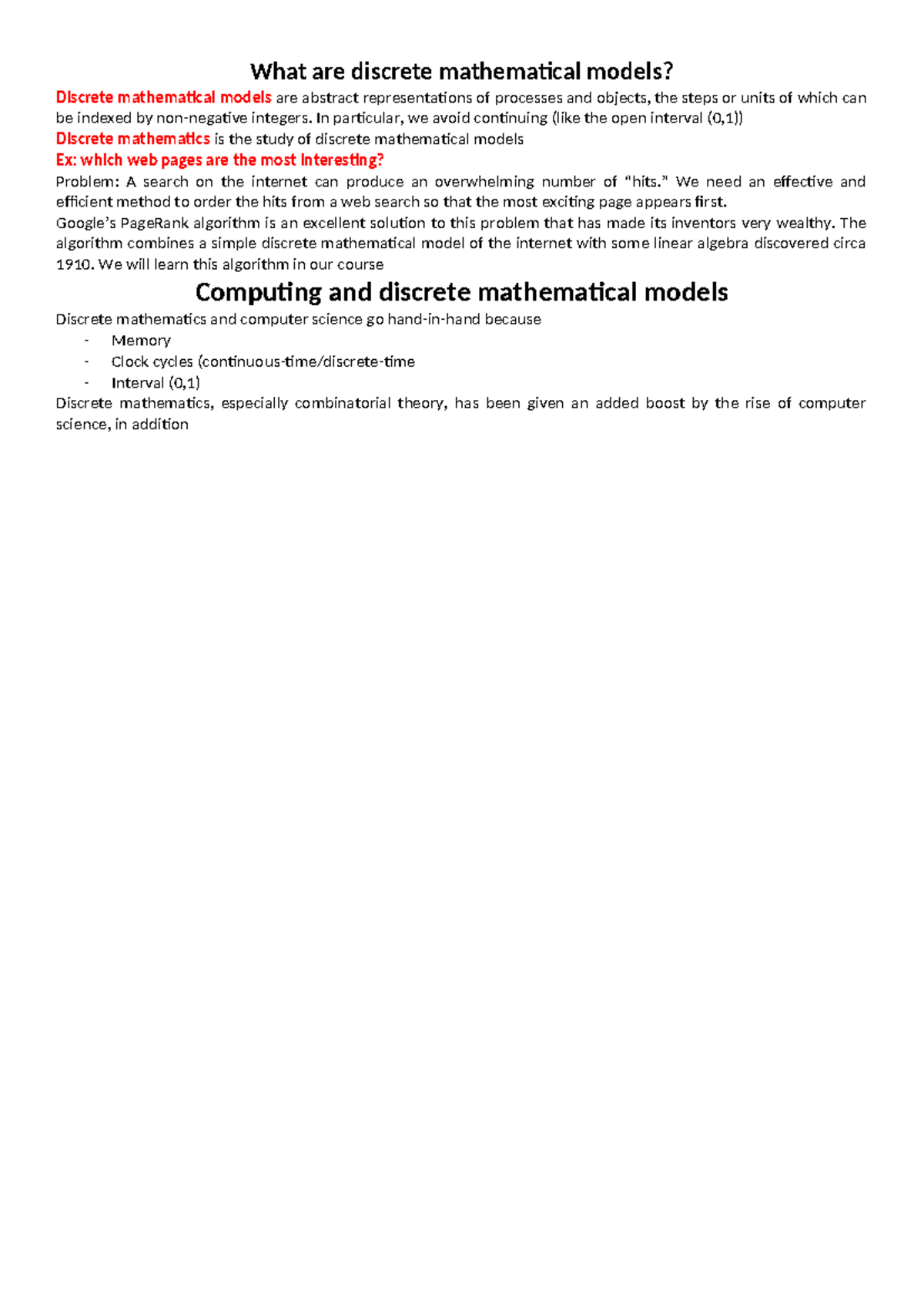 Discrete Mathematical Models: An Overview of Concepts and Applications ...