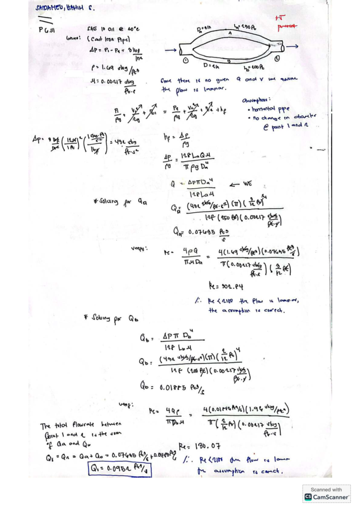 Comlab 5: Fluid Mechanics - Laminar Flow Analysis and Calculations - Studocu