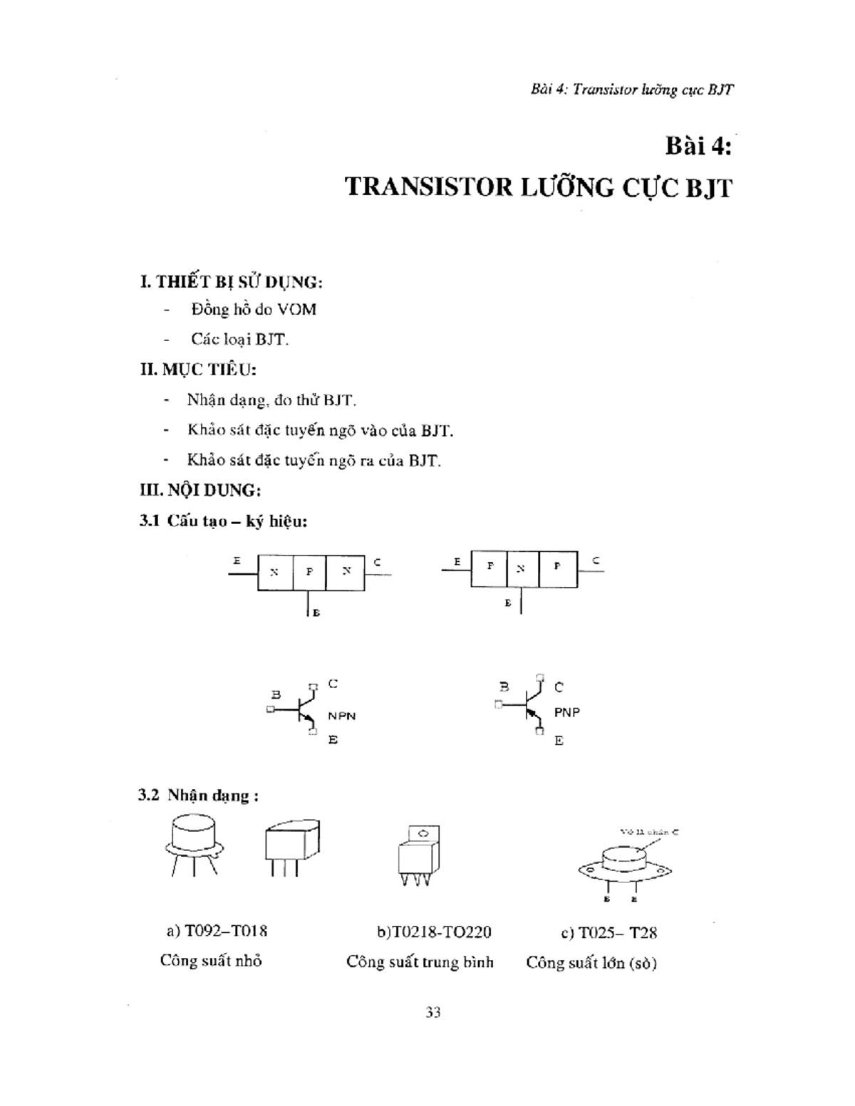G8 Xvsimjoyk 9JC 081833: Bài 4 - Transistor Luồng Cực BJT - Studocu