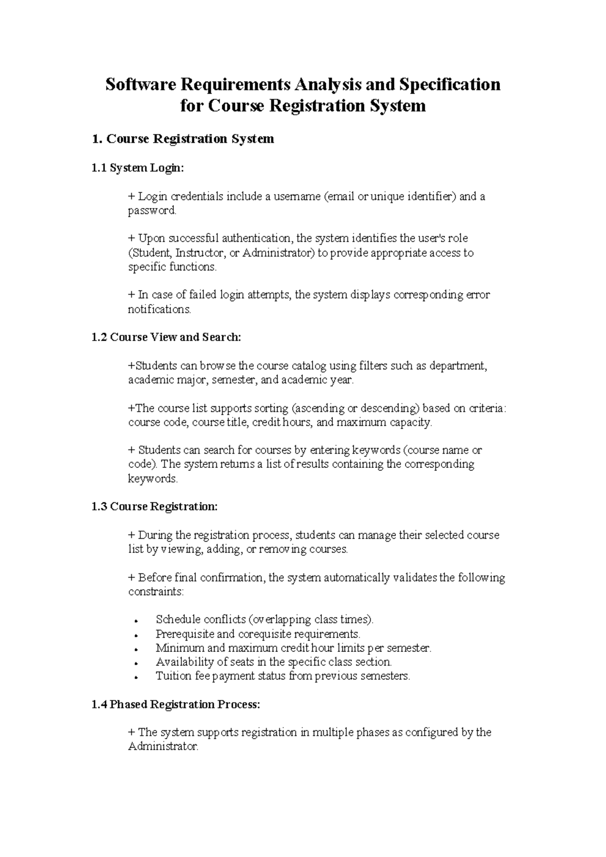 Software Requirements Specification for Course Registration System ...