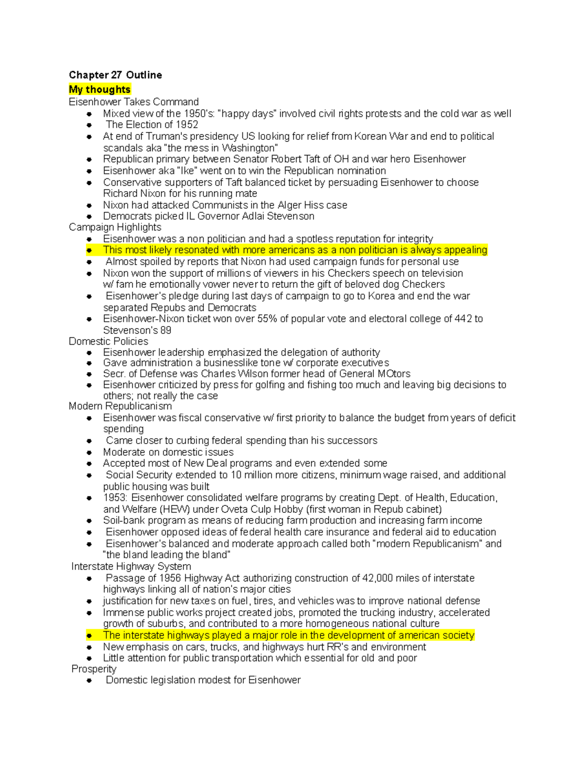 Chapter 27 Summary: Eisenhower's Presidency, Cold War, and Civil Rights ...