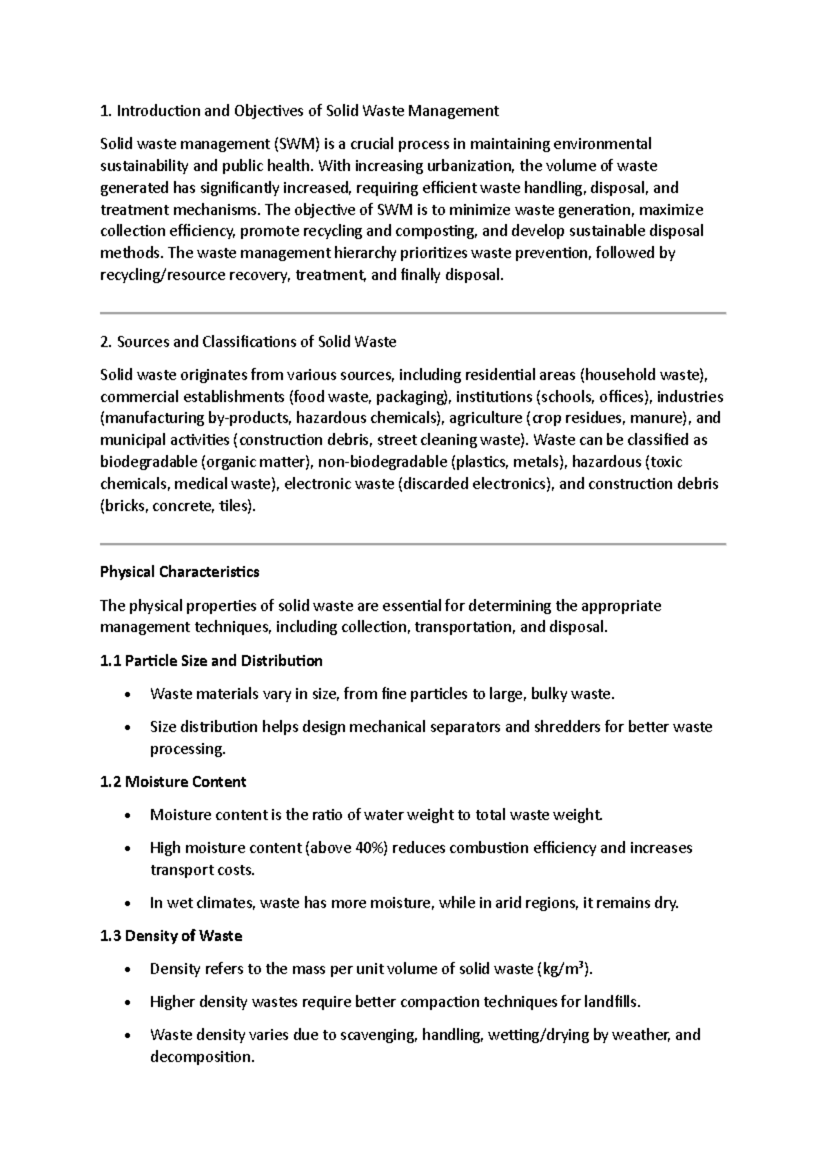 MSWM Final Exam Notes: Overview of Solid Waste Management Concepts ...