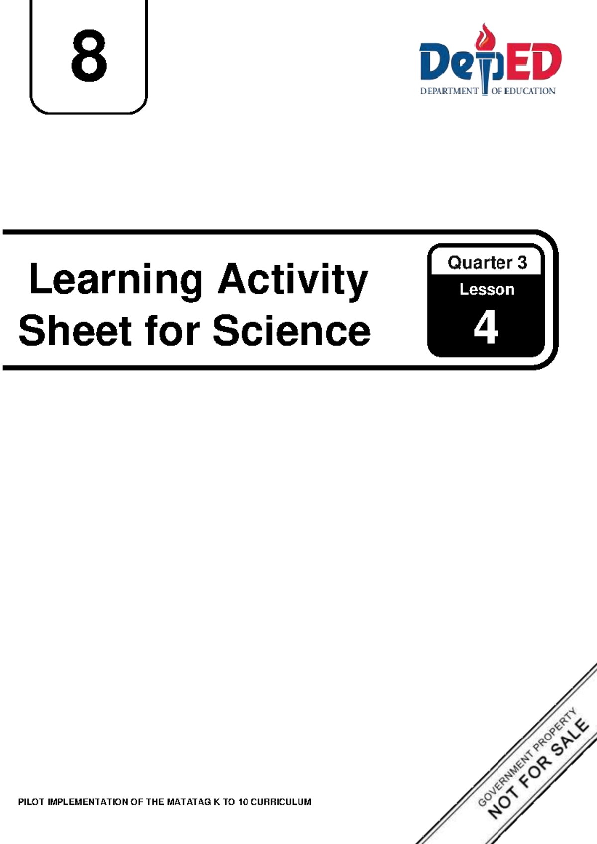 Q3 Learning Activity Sheet for Science 8: Lesson 4 - Conditions for ...