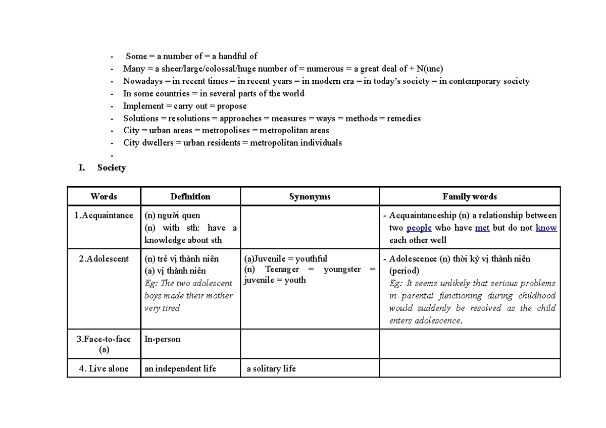 7 - gdgdfg - Some = a number of = a handful of Many = a sheer/large ...