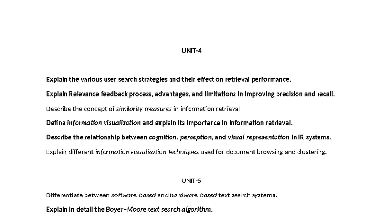 IR Imp Questions: User Search Strategies, Relevance Feedback ...