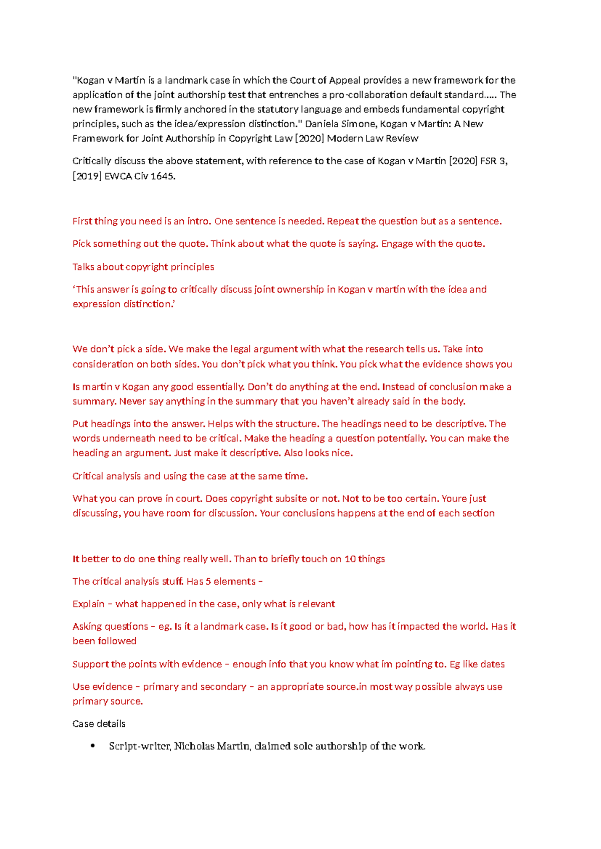 KOG102: Critical Analysis of Joint Authorship in Kogan v Martin Case ...