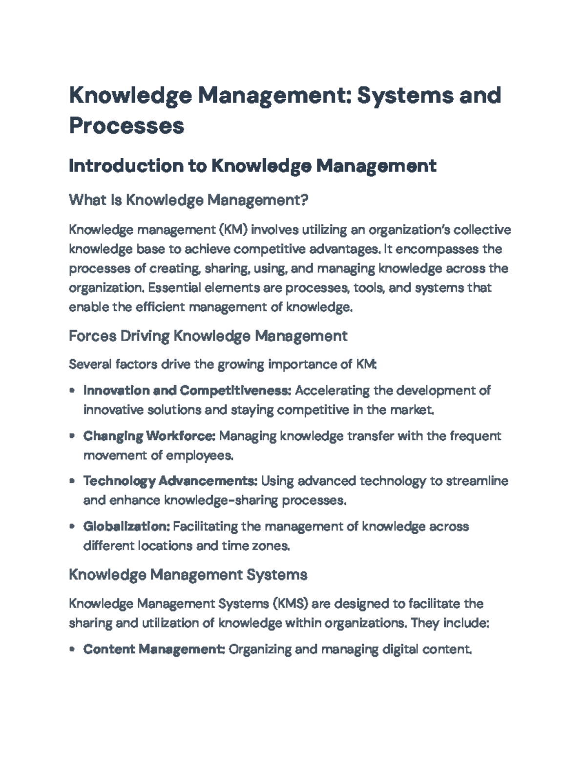 Knowledge Management (KM) Systems & Future Trends: A Comprehensive Overview - Studocu