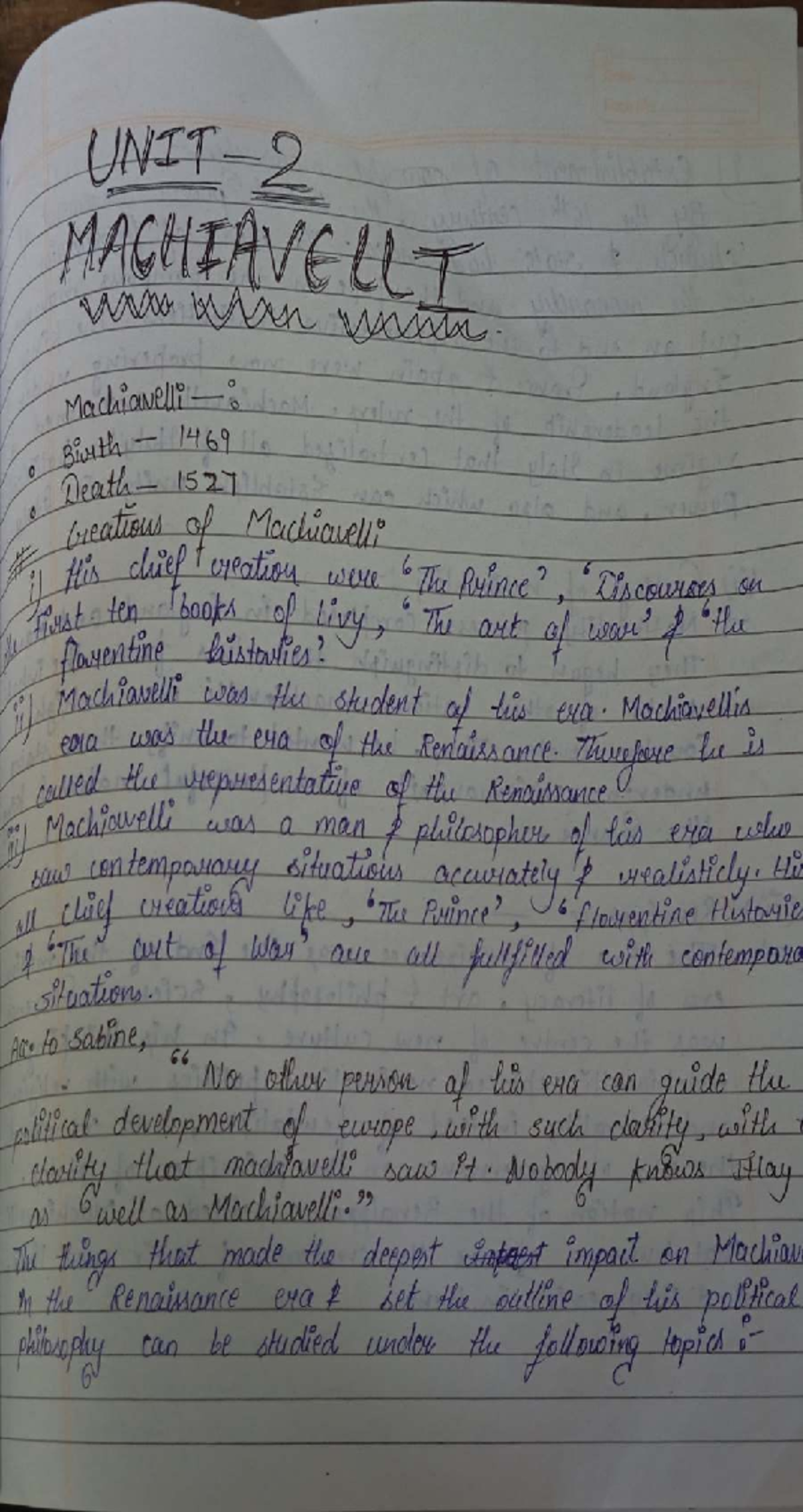 Machiavelli: Key Concepts and Political Philosophy Notes (Course Code ...