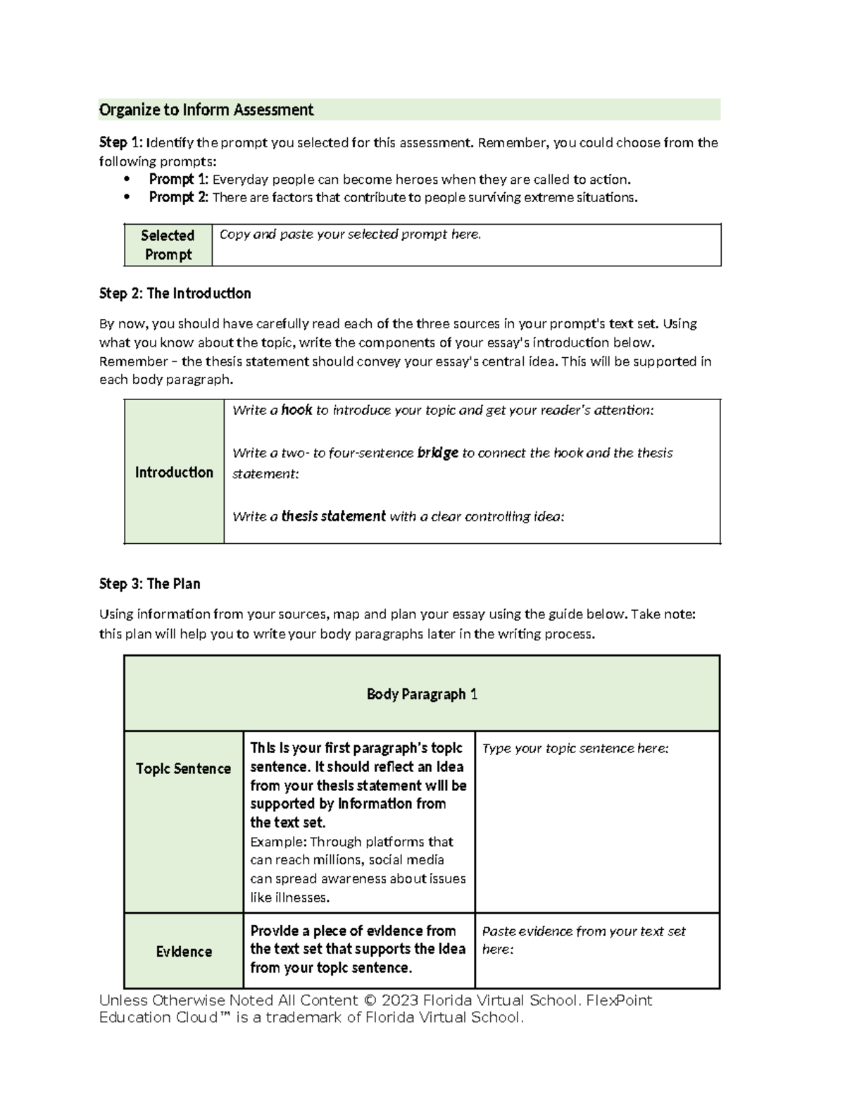 Organizing Ideas for Effective Essay Assessment Plan - Studocu