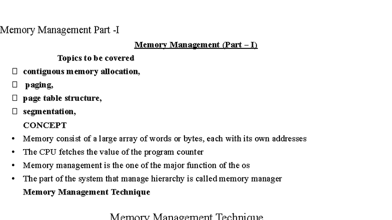 Memory Management Techniques (Part I) - Contiguous Allocation & Paging ...