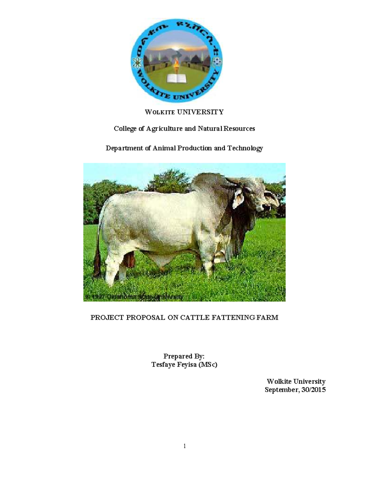 Cattle Fattening Farm Project Proposal - WOLKITE UNIVERSITY (MSc) - Studocu