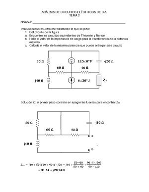 Serie de ejercicios Tema4 CA - Análisis De Circuitos Eléctricos De CA - SEP SES TecNM INSTITUTO ...